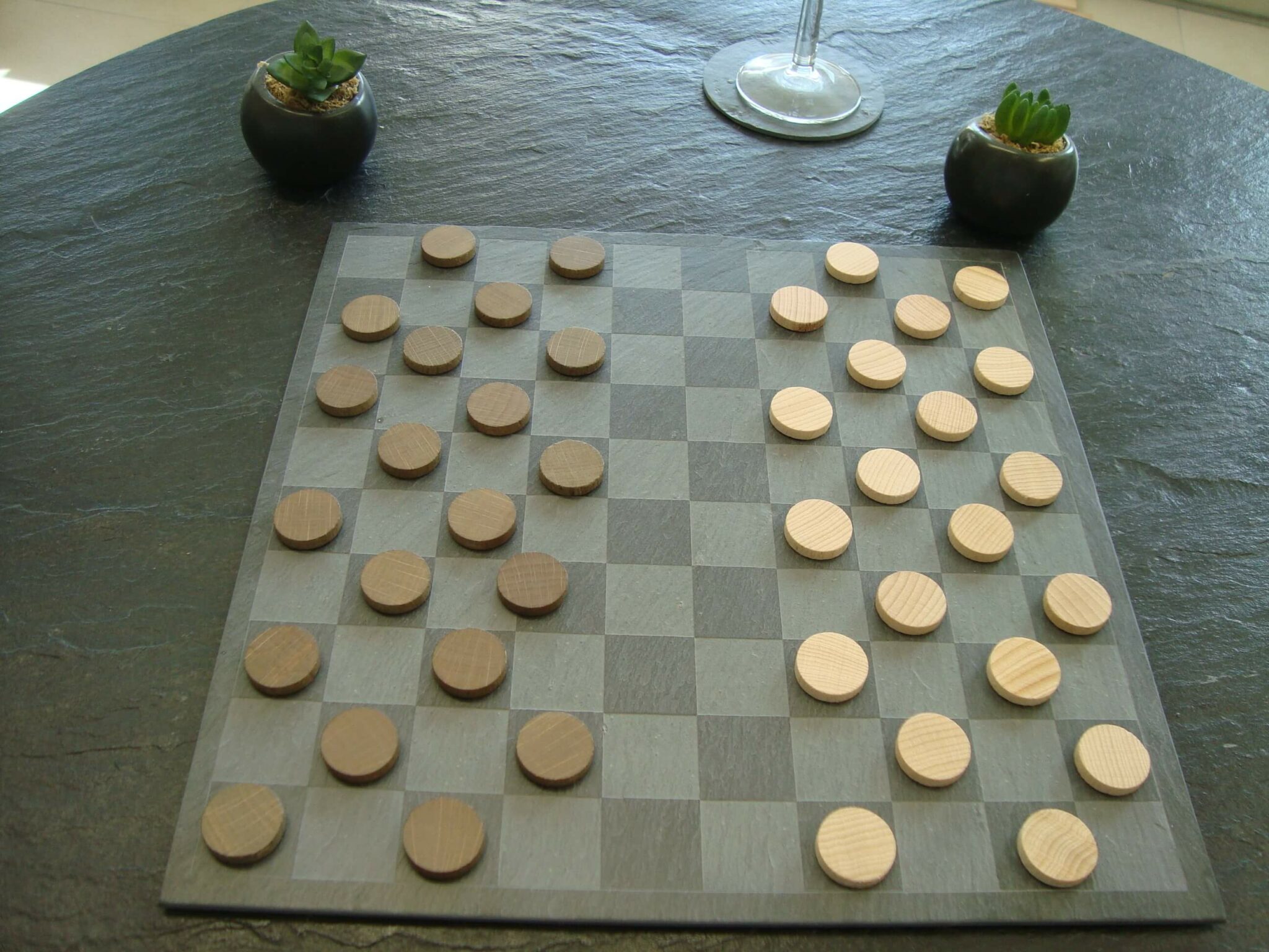 Plateau de dames avec pions | Ardoise Pro